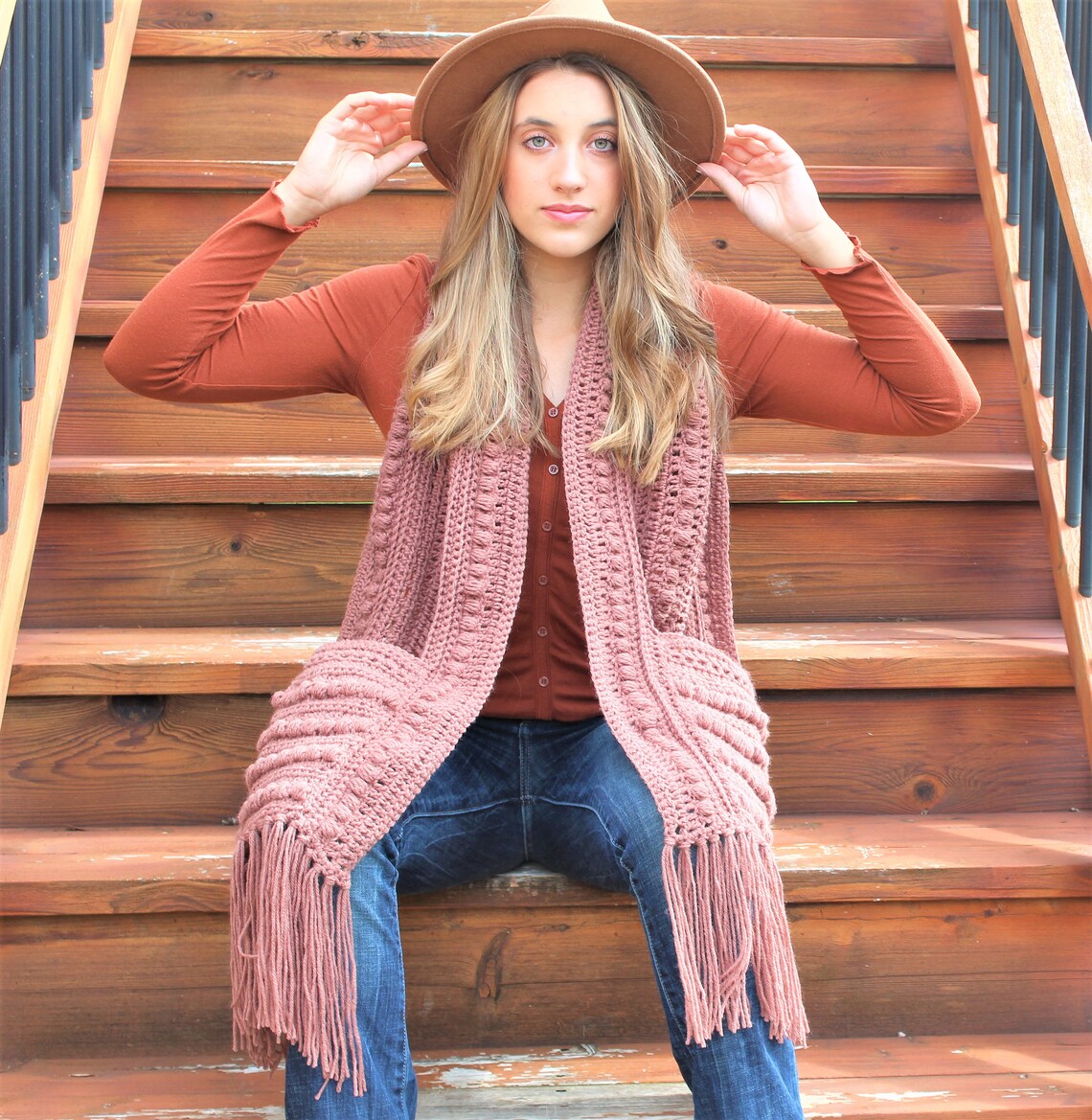 Crochet Pocket Scarf-pattern ONLY the Dani Pocket Scarf - Etsy