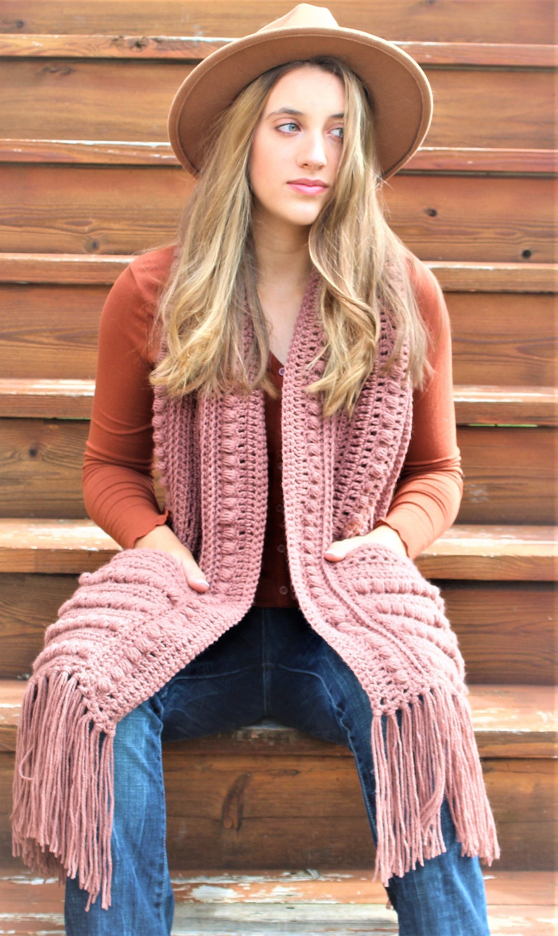 Crochet Pocket Scarf-pattern ONLY the Dani Pocket Scarf - Etsy