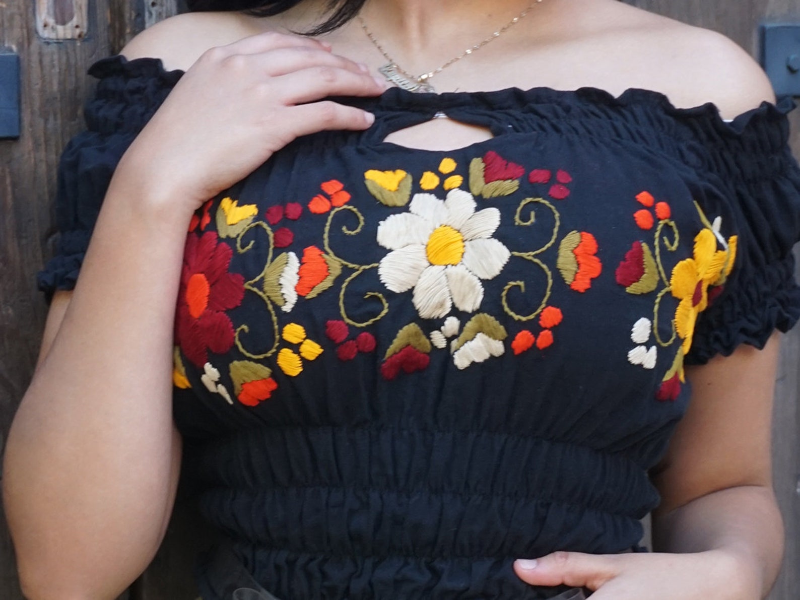 Floral off the Shoulder Mexican Crop Top Traditional Mexican - Etsy