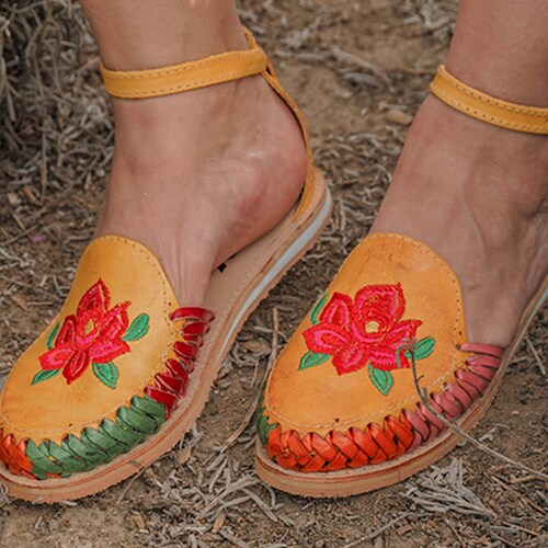 Mexican Sandals Mexican Flats Slip on Sandals Mexican - Etsy