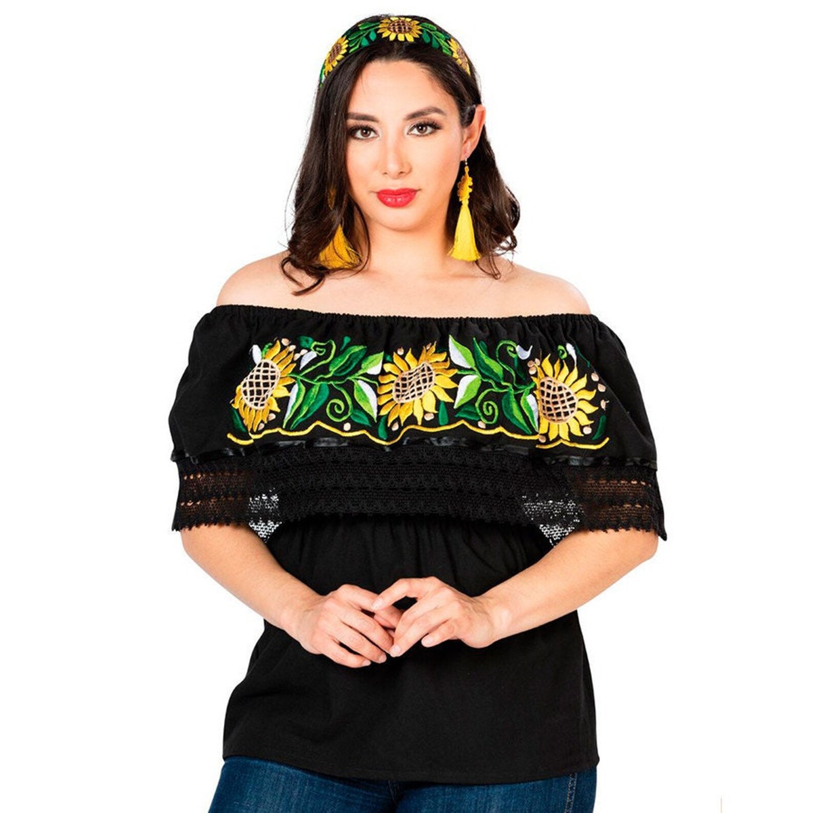 Sunflower off the Shoulder Mexican Top Traditional Mexican Blouse ...