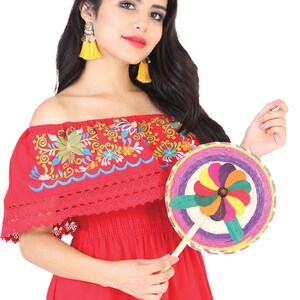 Mexican Hand Fan - Handmade Woven Palm and Bamboo Fan - Mexican Party ...
