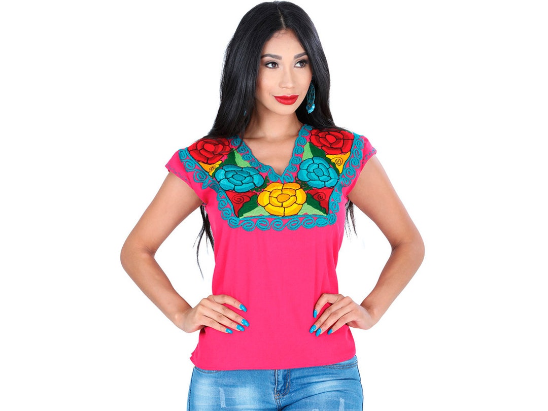 Mexican Embroidered Blouse - Blusa Mexicana Bordada - Traditional ...
