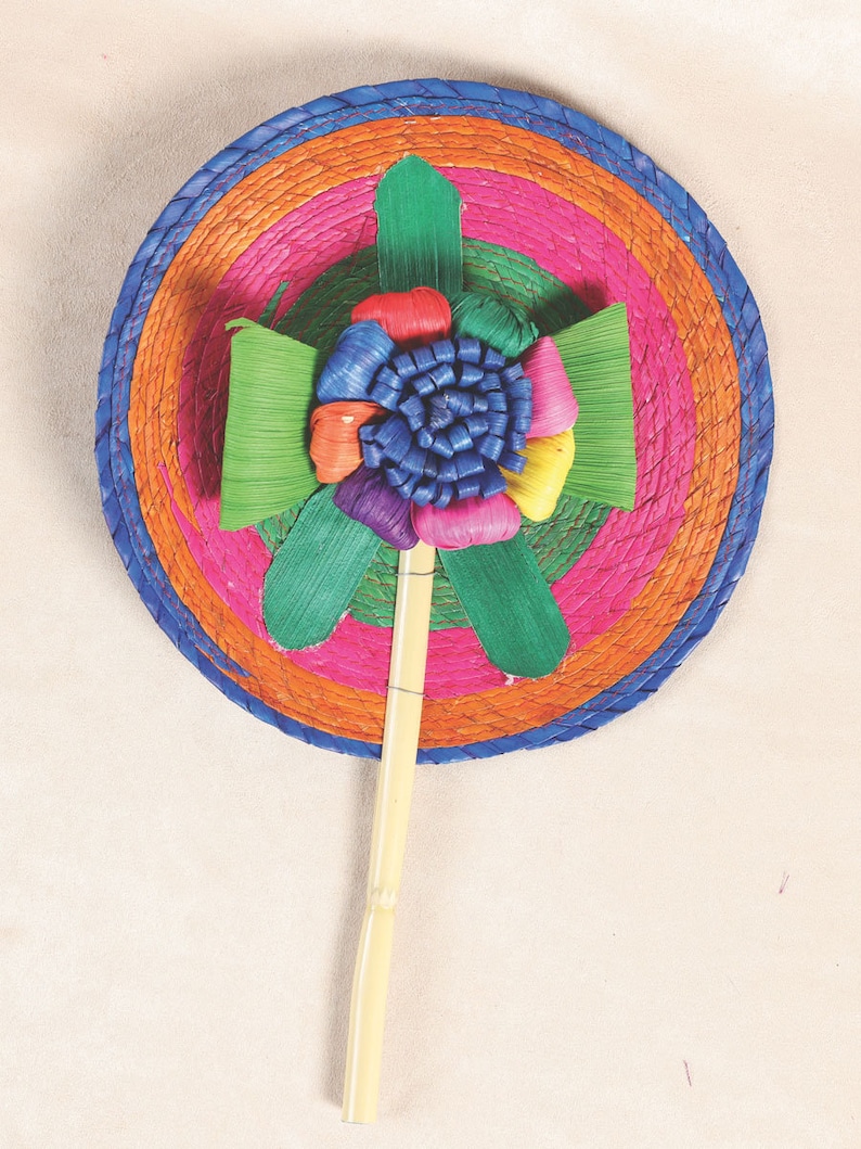 Mexican Hand Fan - Handmade Woven Palm and Bamboo Fan - Mexican Party ...