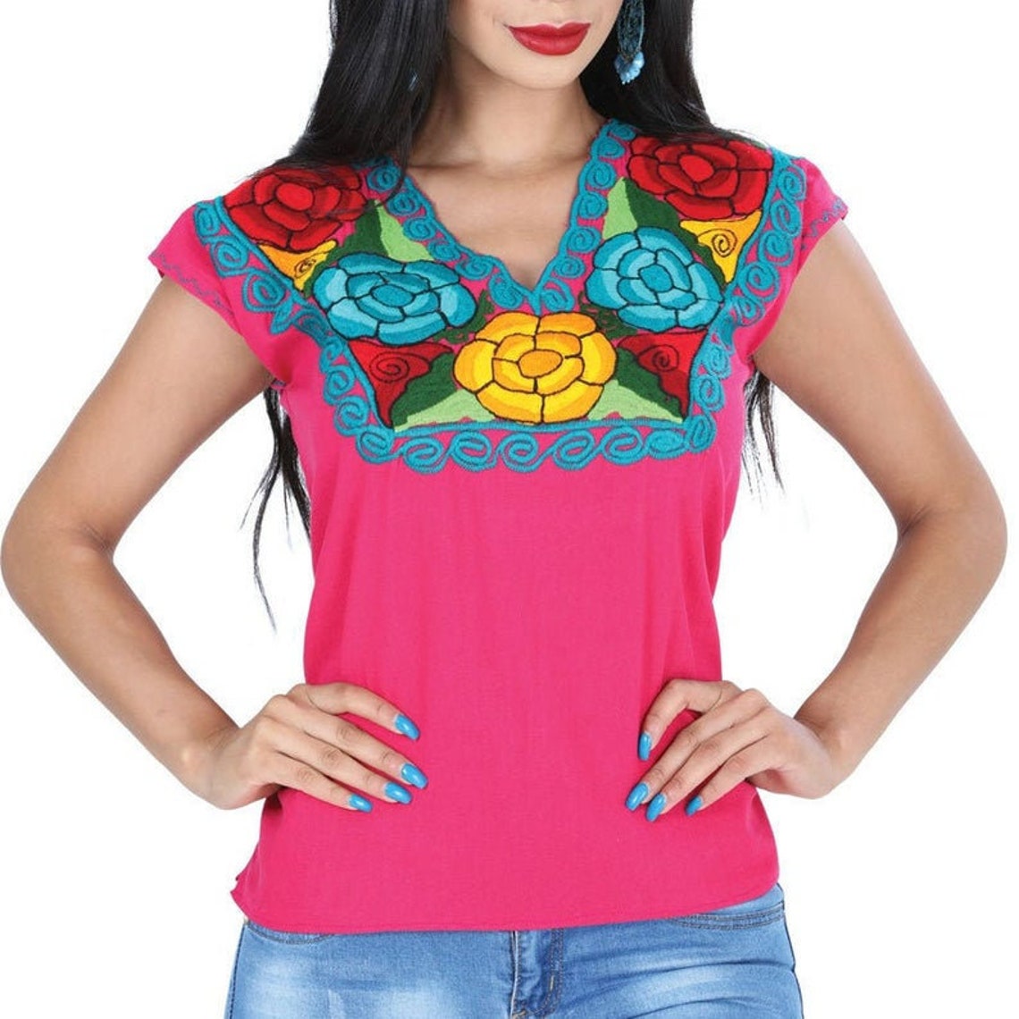 Mexican Embroidered Blouse Blusa Mexicana Bordada | Etsy