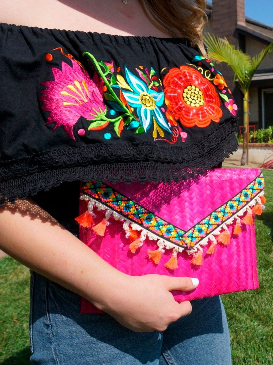 Artisanal Floral off the Shoulder Mexican Top - Traditional Mexican ...