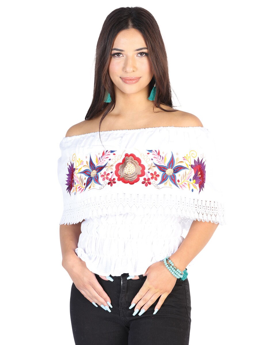 Artisanal Floral off the Shoulder Mexican Top - Traditional Mexican ...