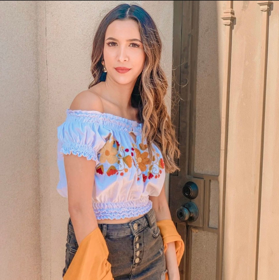 Floral off the Shoulder Mexican Crop Top Traditional Mexican - Etsy