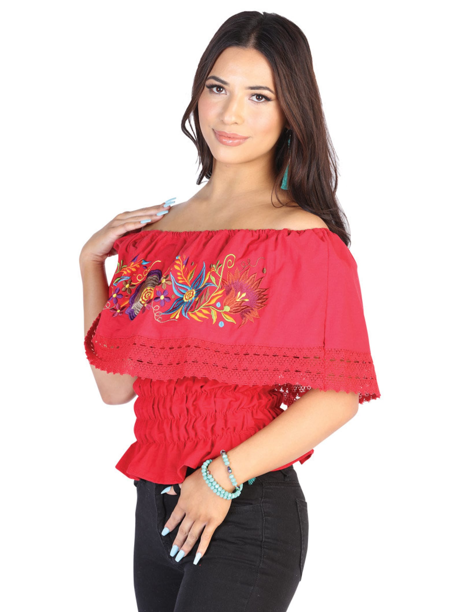 Artisanal Floral off the Shoulder Mexican Top Traditional - Etsy