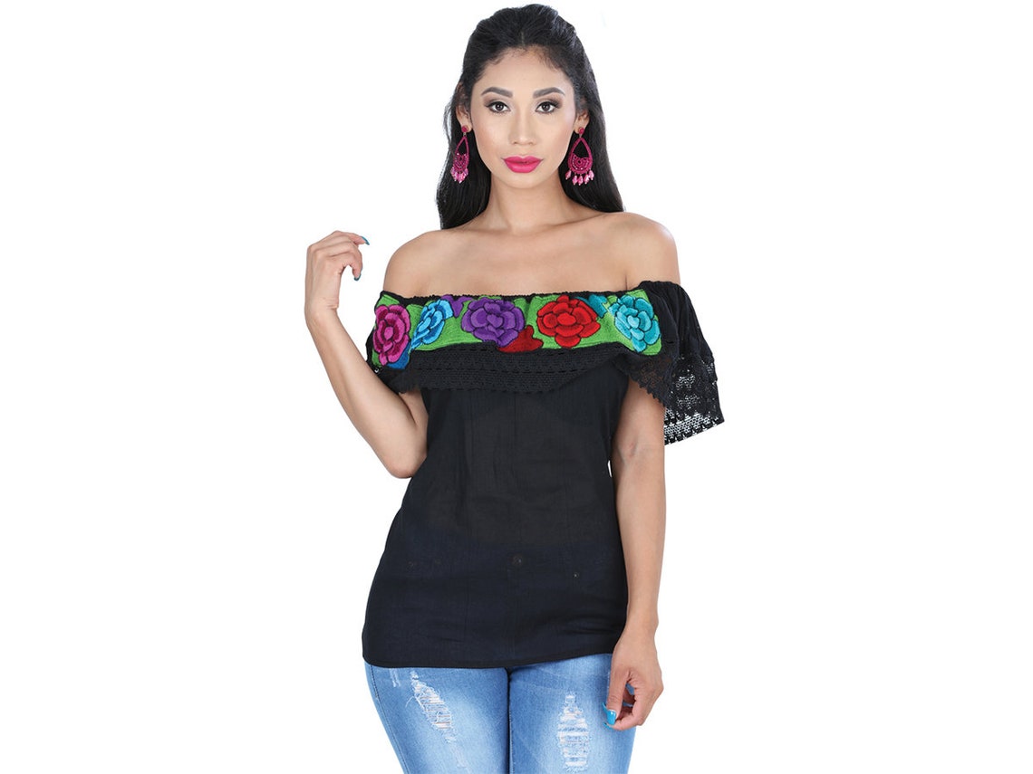 Artisanal Floral off the Shoulder Mexican Top Traditional - Etsy