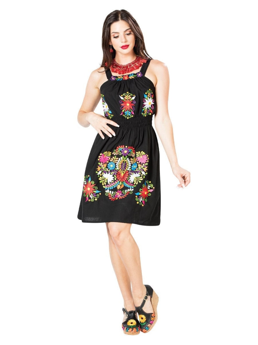 Embroidered Mexican Floral Dress – Fiesta Party Vacation Dress - Etsy
