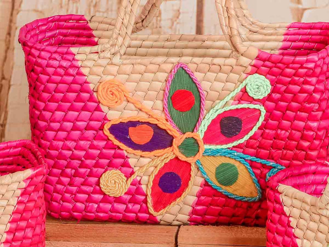 Artisanal Handbag Palm Leaf Handwoven Handbag Floral | Etsy