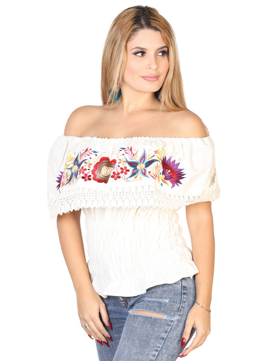 Artisanal Floral off the Shoulder Mexican Top - Traditional Mexican ...