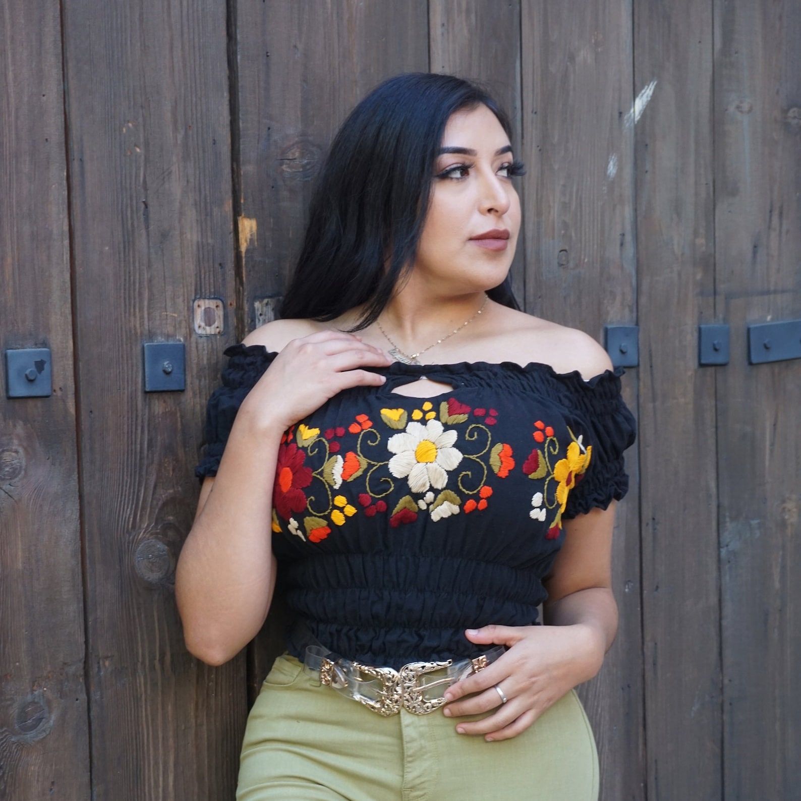 Floral off the Shoulder Mexican Crop Top Traditional Mexican - Etsy