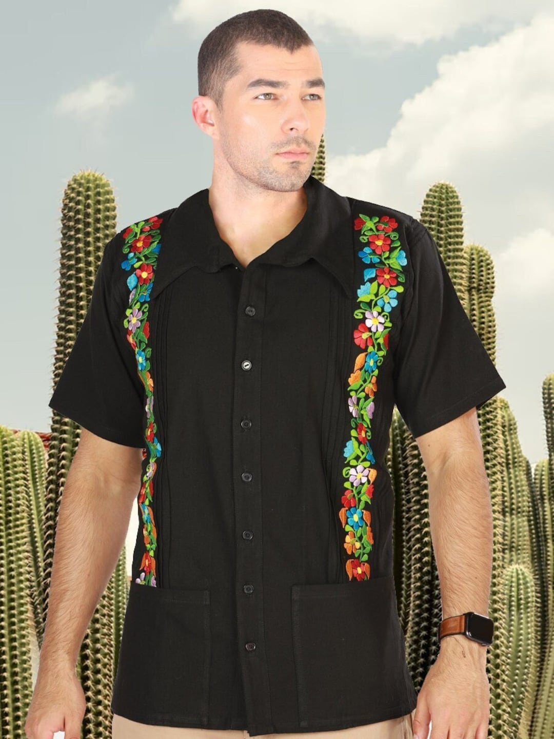 Guayabera Artesanal De Manta - Mens Mexican Traditional Shirt ...