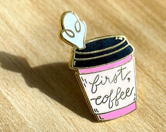 Coffee Enamel Pin, Coffee Then Adulting Pin, Funny Coffee Enamel Pin ...