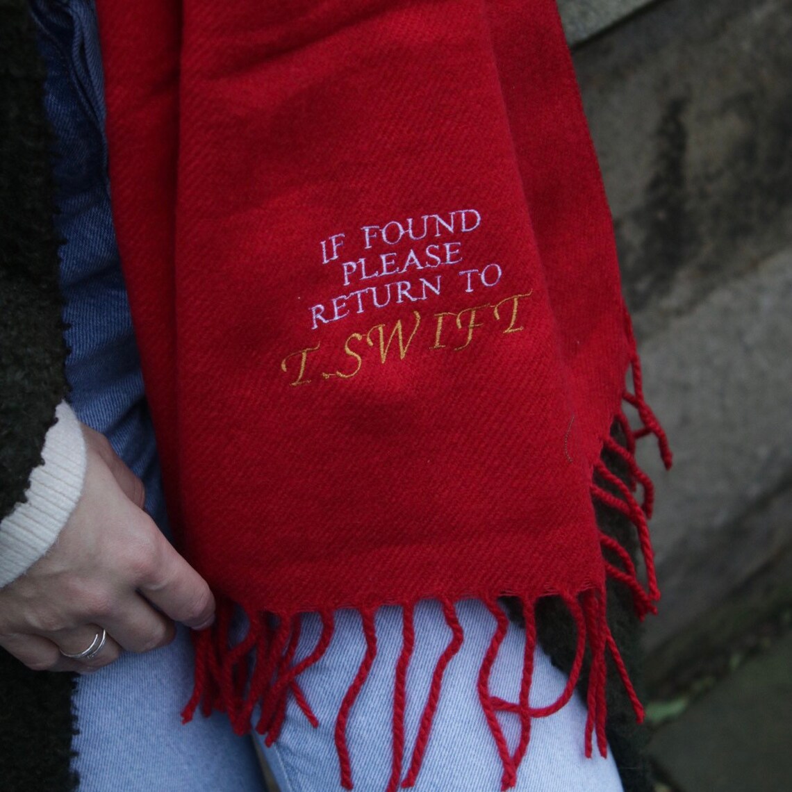 Taylor's Scarf (red, TS Inspired) Embroidered Red Scarf- the Clique ...