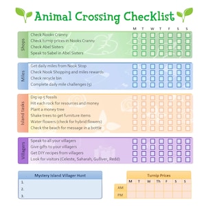 Animal Crossing: New Horizons Checklist Daily Tasks Weekly to Do ...