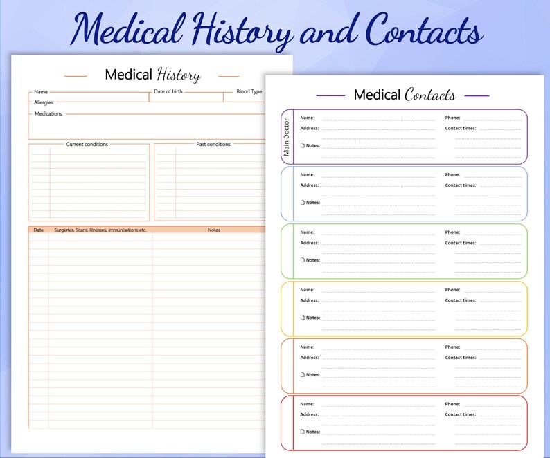 Medical Printables - Medical Binder - Planner Set - Symptom Tracker ...