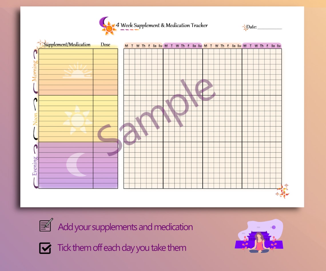 Medication and Supplement Tracker - Supplement Organizer - Medication ...