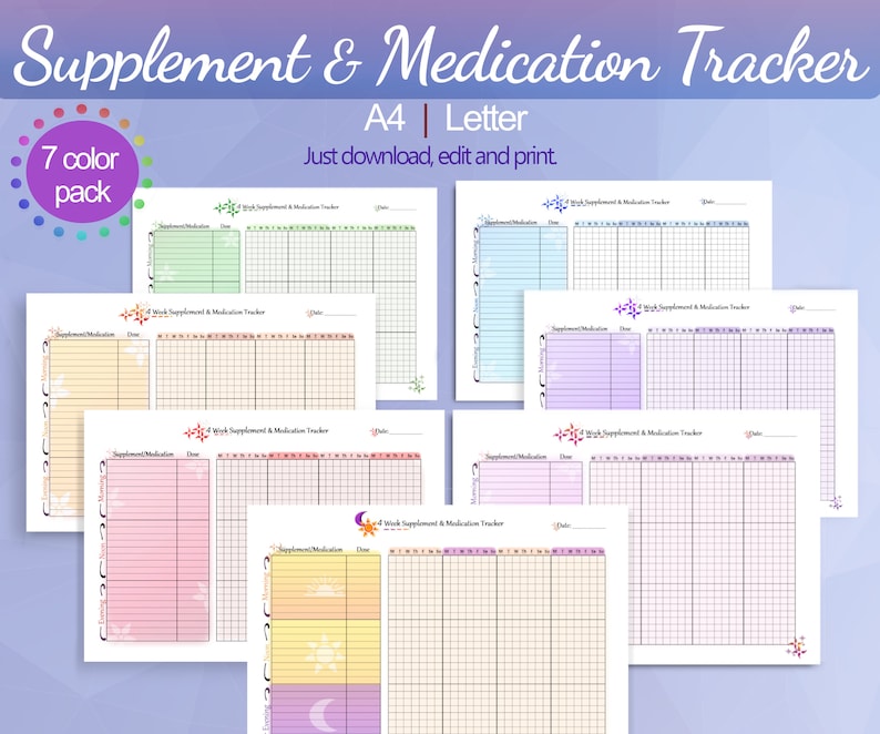 Medication Tracker - Supplement Tracker - 7 Pack - Supplement Organizer ...