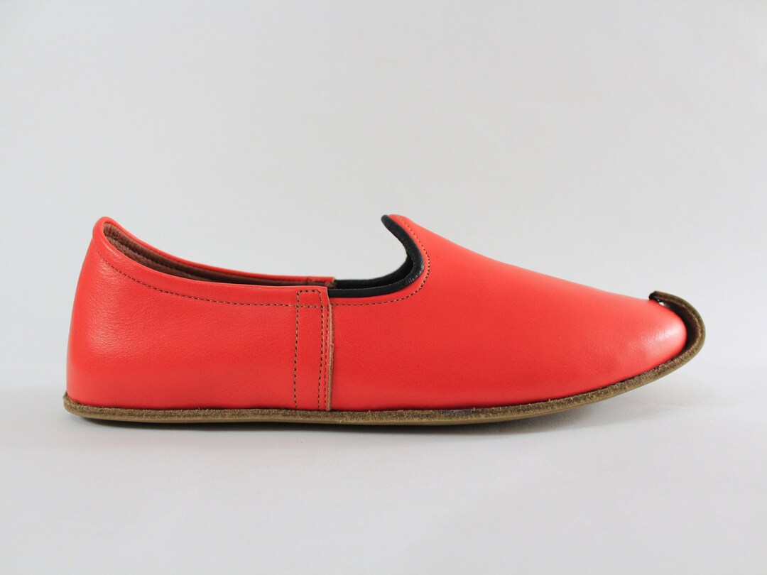 Lalezar Red Vegetable Tanned Leather Turkish Shoes Slip Ons Women ...