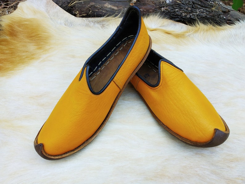 Dark Yellow Color Turkey Shoes Leather Slip Ons Handmade Loafer ...