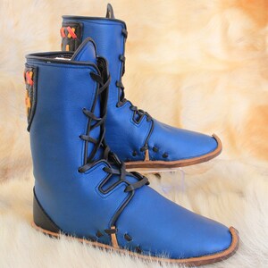 Blue Boots of the Warriors - Genuine Leather Handmade Boots Medieval ...