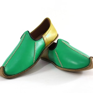 Marash Green Yellow Fairy Shoes Leather Turkish Slip Ons Medieval ...
