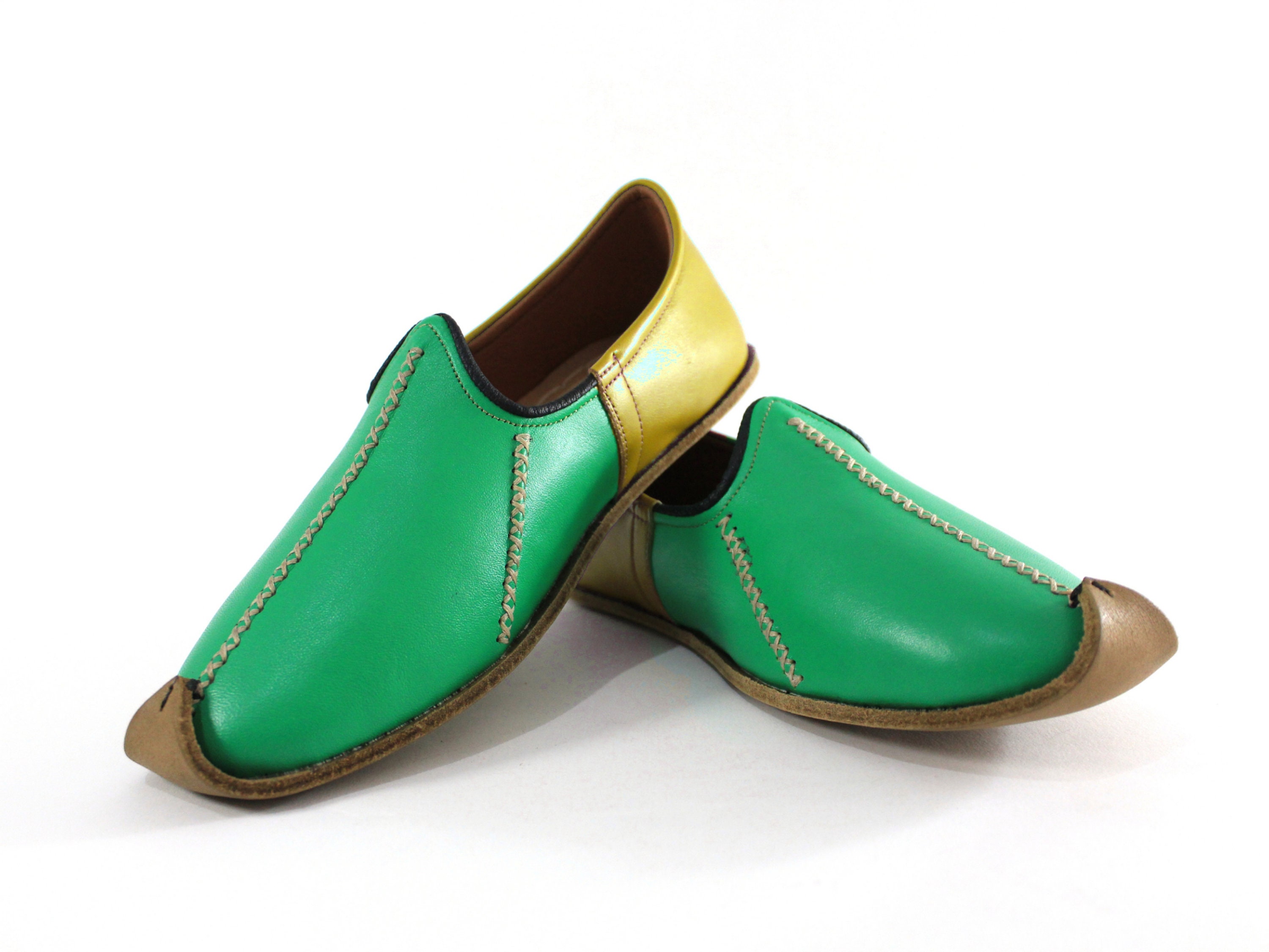 Marash Green Yellow Fairy Shoes Leather Turkish Slip Ons Medieval ...