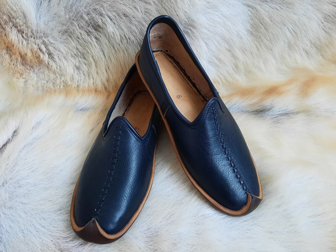 Handmade Turkish Shoes Medieval Leather Slip Ons Slippers | Etsy