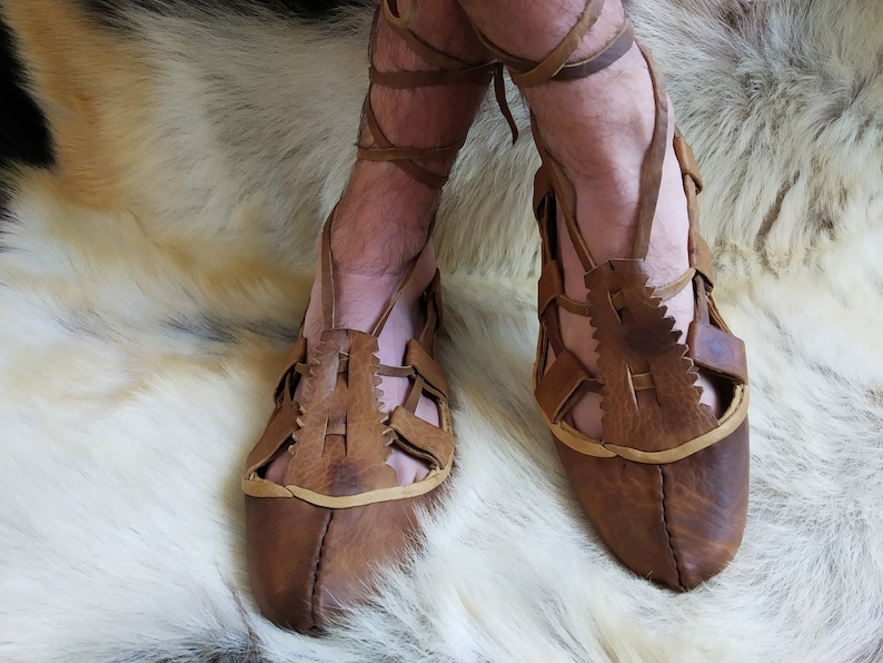 Medieval Sandals Leather Slip Ons Turkish Shoes Handmade - Etsy