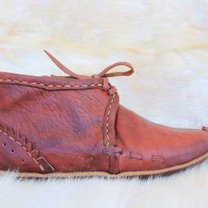 Boots of the Kings - Handmade Brick Color Leather Shoes Middle Age ...