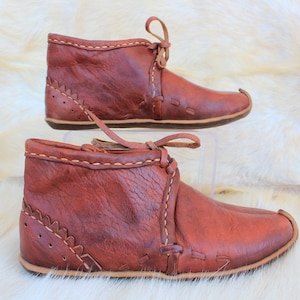 Boots of the Kings - Handmade Brick Color Leather Shoes Middle Age ...