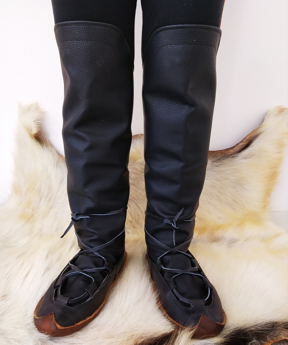 Medieval Sandals and Leather Socks Knee Level Warrior Turkish - Etsy