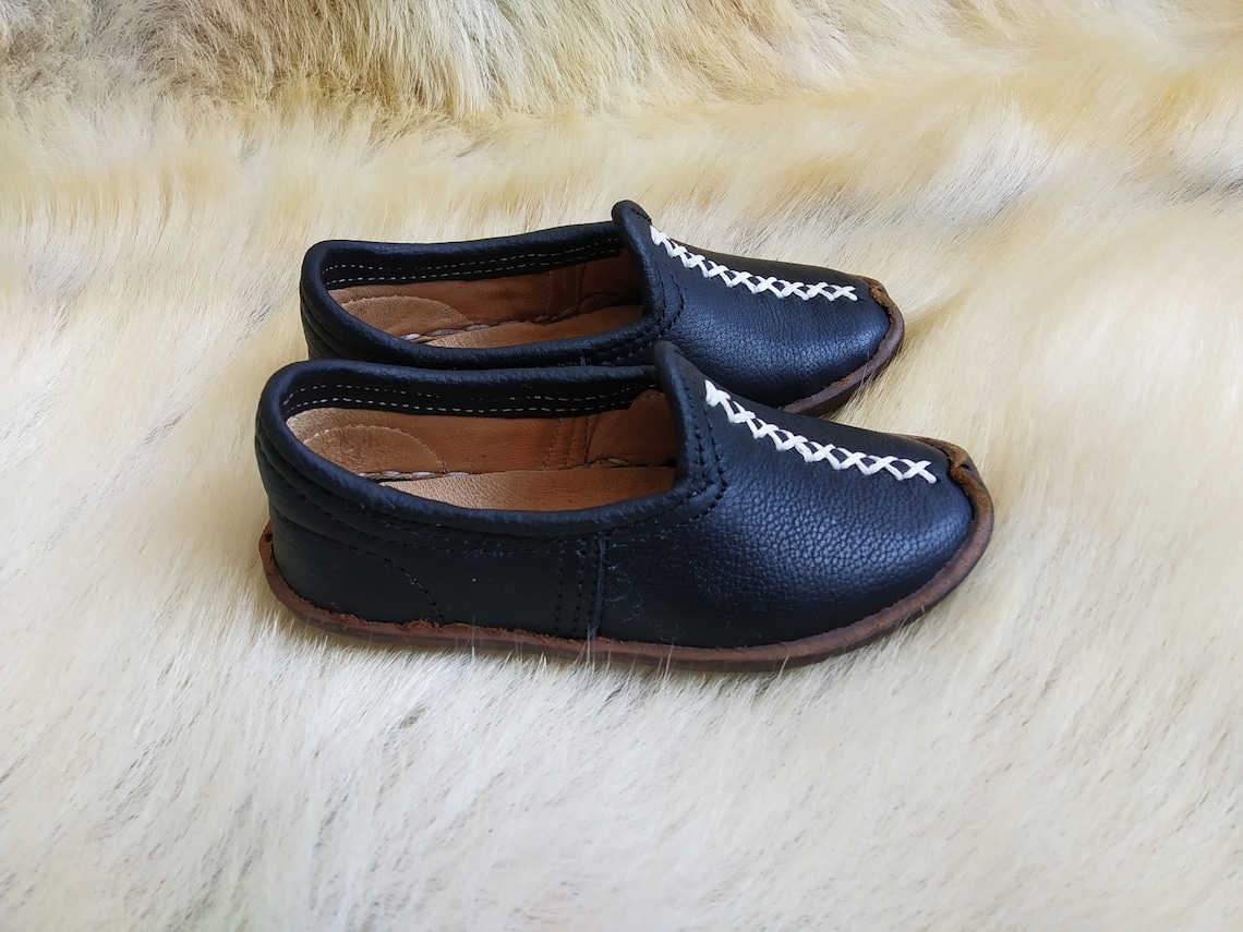 Black Baby and Kids Shoes Leather Turkish Sabah Slip Ons | Etsy