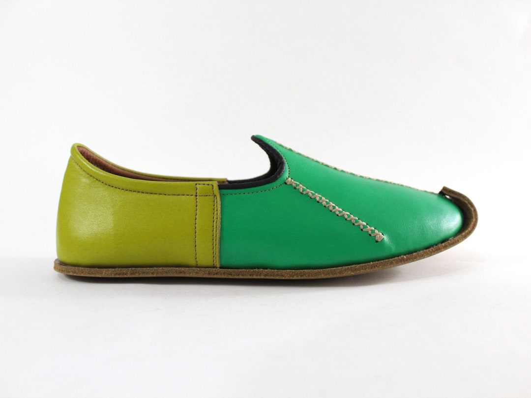 Marash Green Yellow Fairy Shoes Leather Turkish Slip Ons Medieval ...