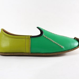Marash Green Yellow Fairy Shoes Leather Turkish Slip Ons Medieval ...