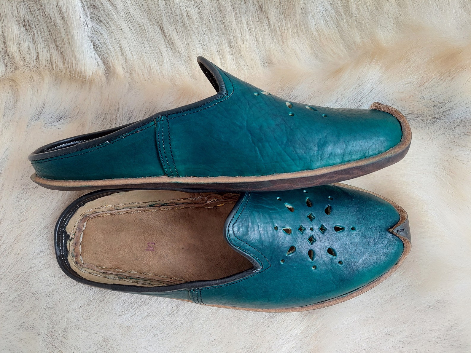 Medieval Green Leather Slippers Turkish Handmade Shoes Slip Ons Loafer ...