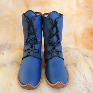 Blue Boots of the Warriors - Genuine Leather Handmade Boots Medieval ...