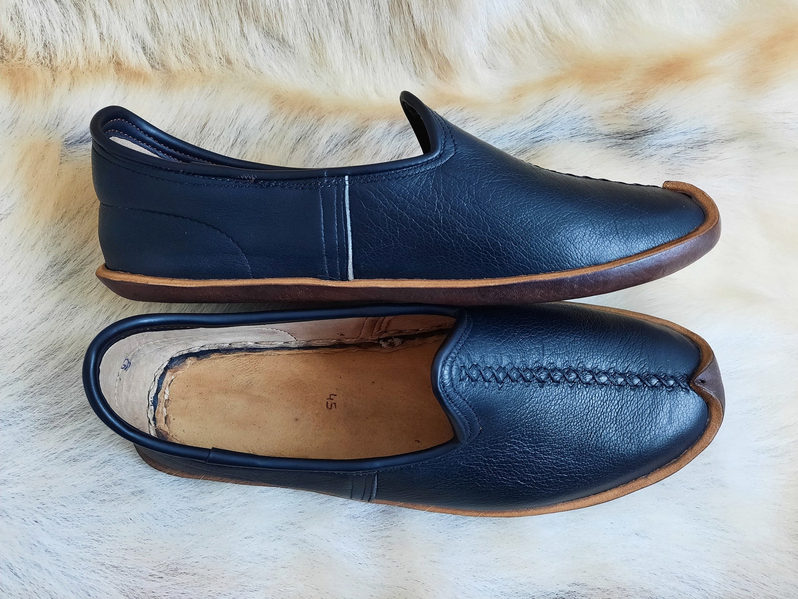 Handmade Turkish Shoes Medieval Leather Slip Ons Slippers | Etsy