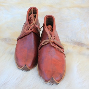Boots of the Kings - Handmade Brick Color Leather Shoes Middle Age ...