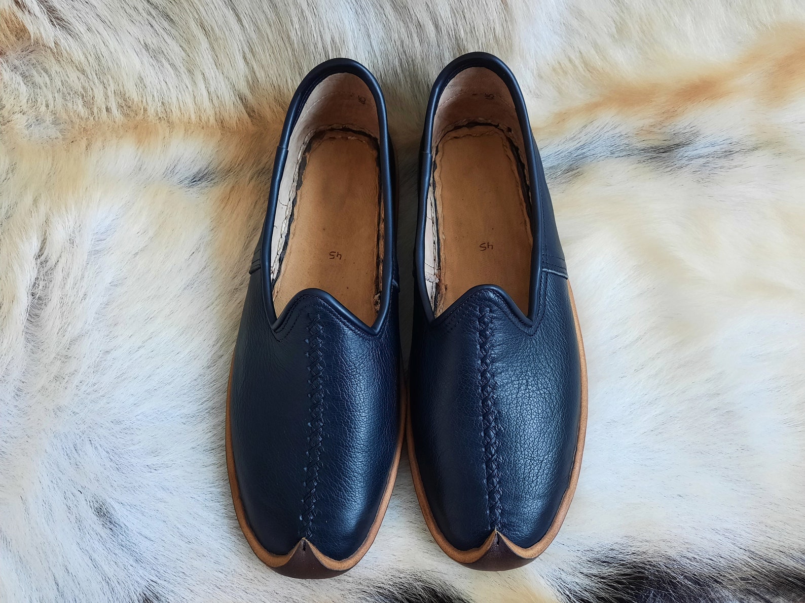 Handmade Turkish Shoes Medieval Leather Slip Ons Slippers | Etsy