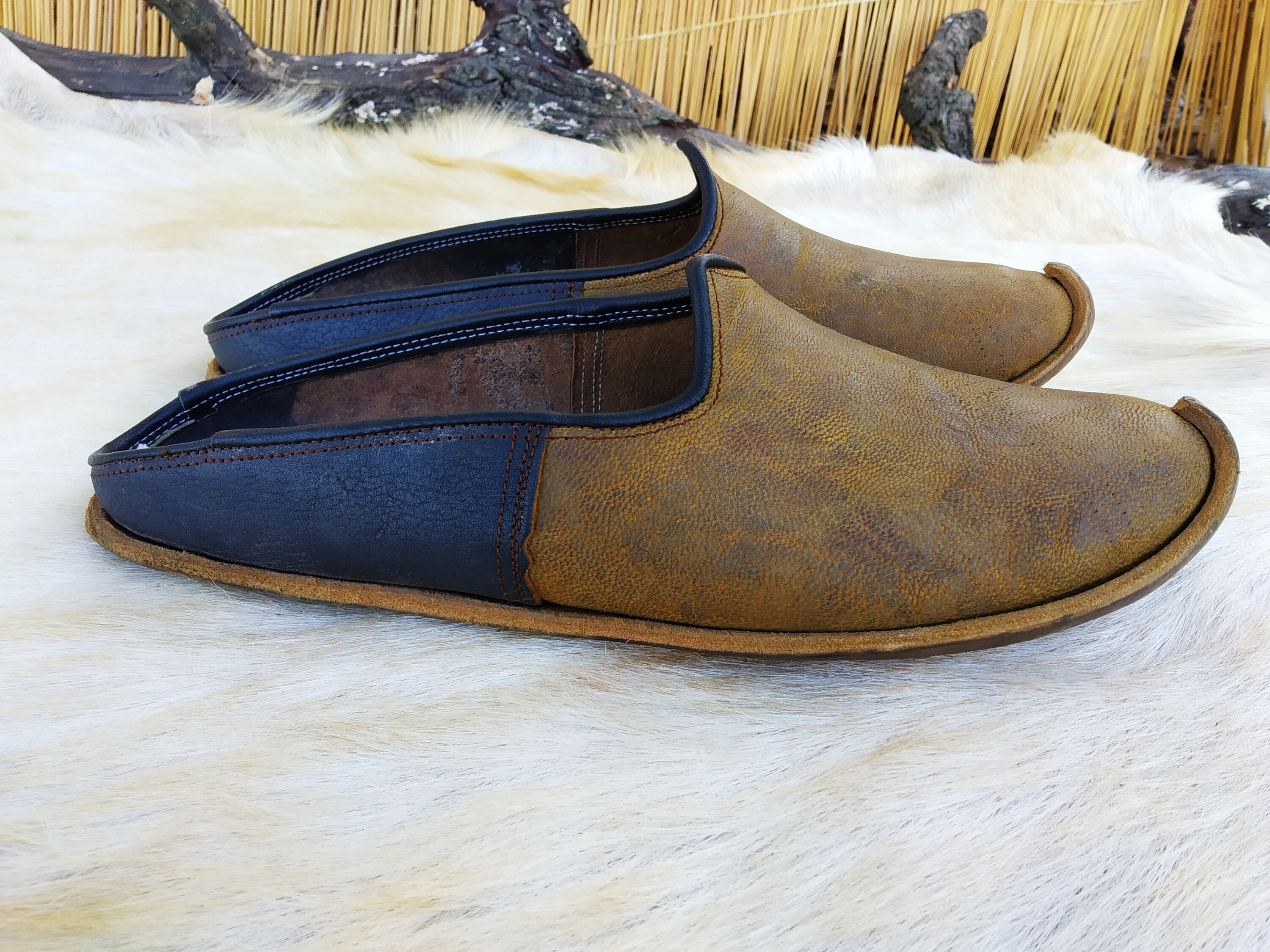 Natural Slippers Medieval Turkish Shoes Leather Slip Ons | Etsy