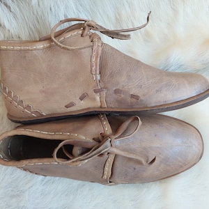Medieval Leather Boots Handmade Turkish Custom Shoes Fairy Slip Ons ...