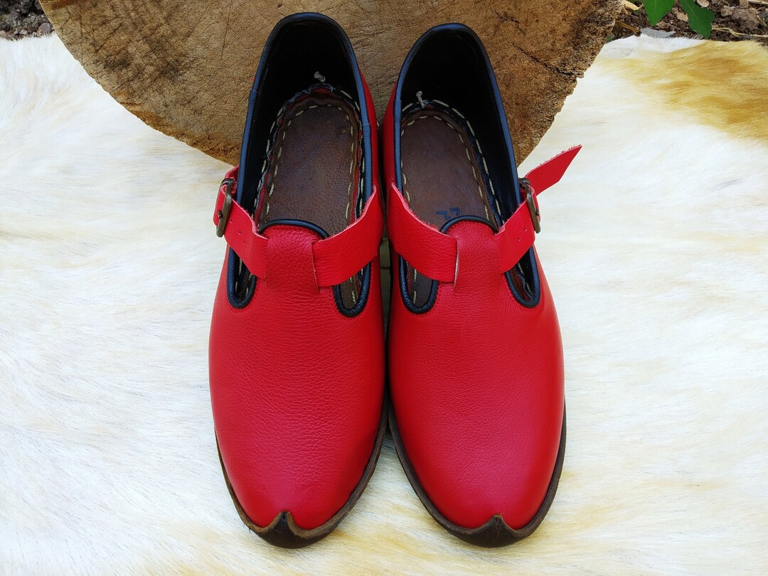 Buckle Red Shoes Slip Ons Turkish Shoes Women's Loafers Slippers ...