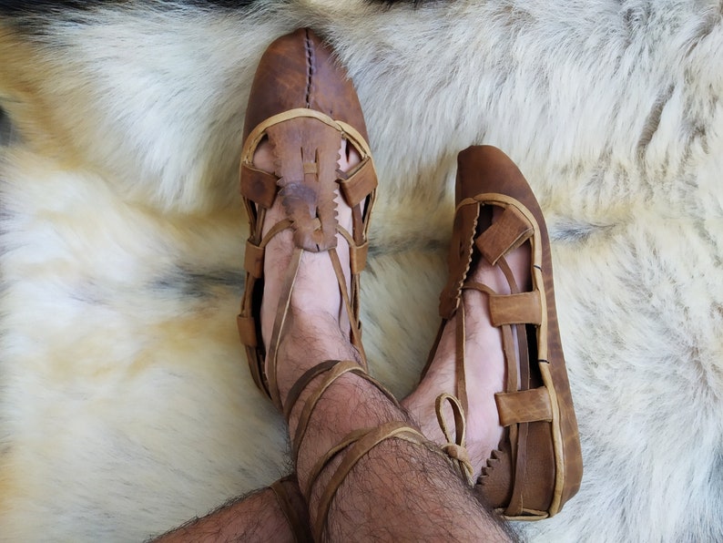 Medieval Sandals Leather Slip Ons Turkish Shoes Handmade - Etsy