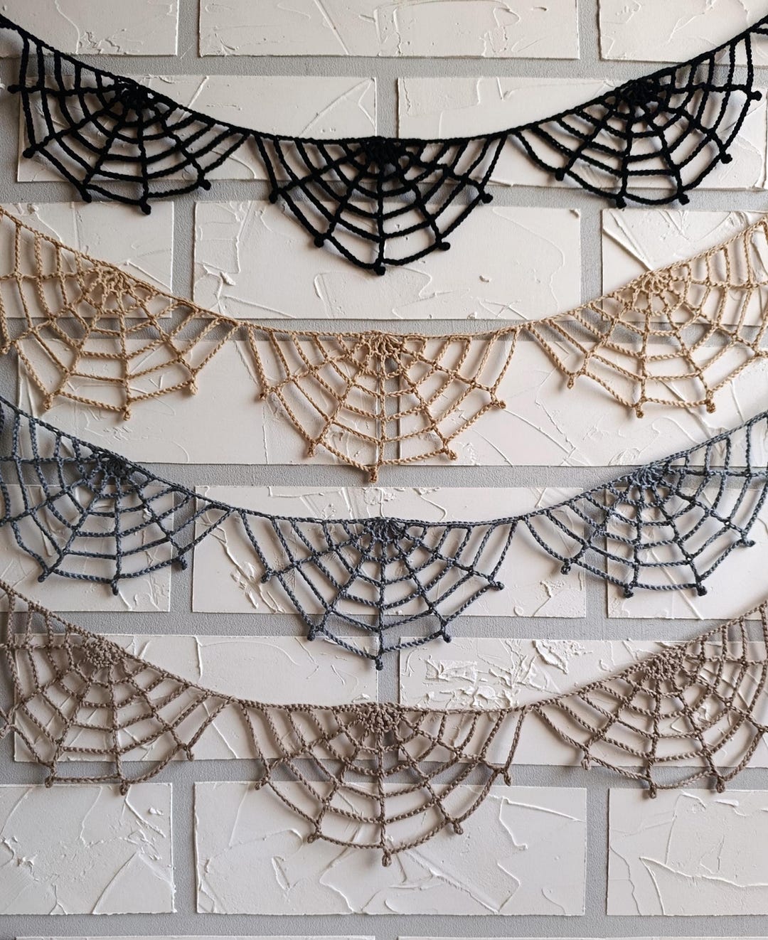 Halloween Spider Web Crochet Bunting Festive Party Decor Summerween ...