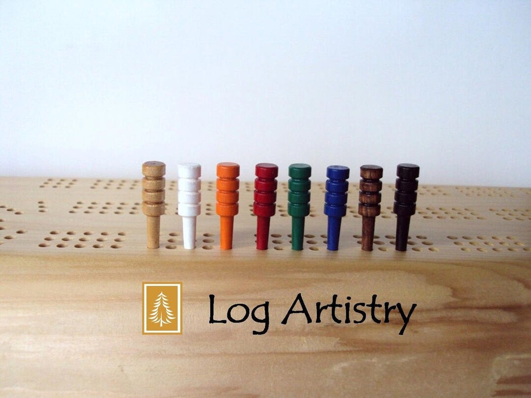Cribbage Pegs - Set of 12 - Wooden Hardwood - Cribbage Board - Colored ...