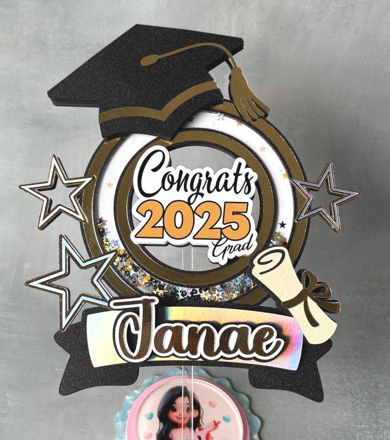 Graduation Cake Topper Shaker: Custom High School or College Grad - Etsy
